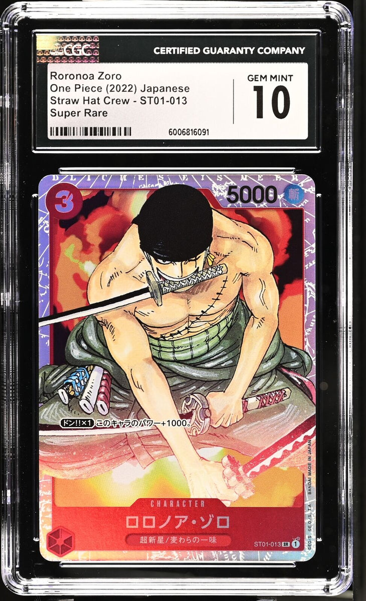 CGC 10 GEM MINT Japanese One Piece 2022 Roronoa Zoro ST01-013 Straw Ha ...
