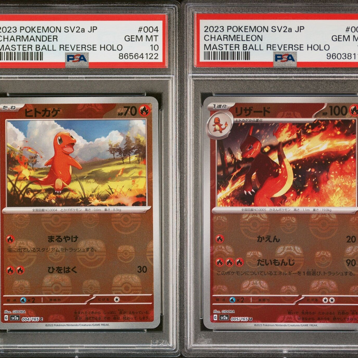 SET 2 PSA 10 GEM Japanese Pokemon 2023 Charmander Charmeleon 004-005/1 ...