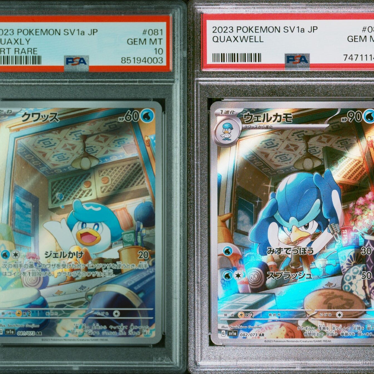 Set 2 PSA 10 Japanese Pokemon Quaxly & Quaxwell 081/073 082/073 SV1a – PKMhobby