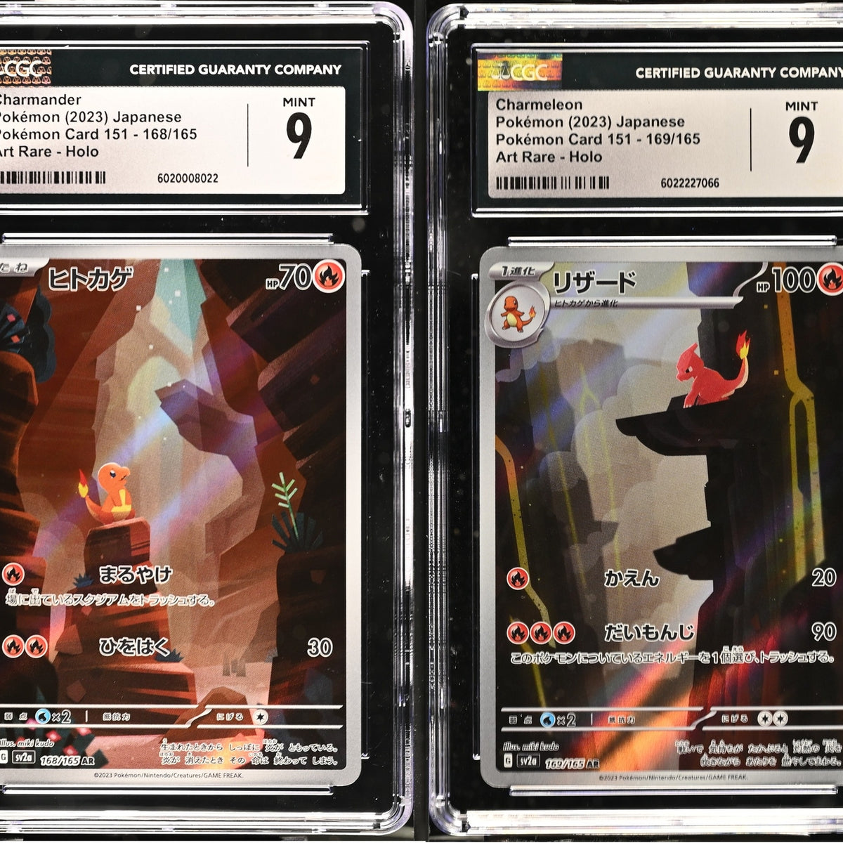 SET 2 CGC 9 MINT Japanese Pokemon Charmander Charmeleon 168/165 169 Sv ...