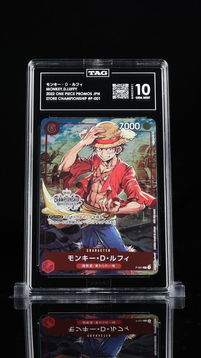 TAG 10 GEM MINT JAPANESE ONE PIECE 2022 MONKEY D LUFFY P-001 CHAMPIONS ...